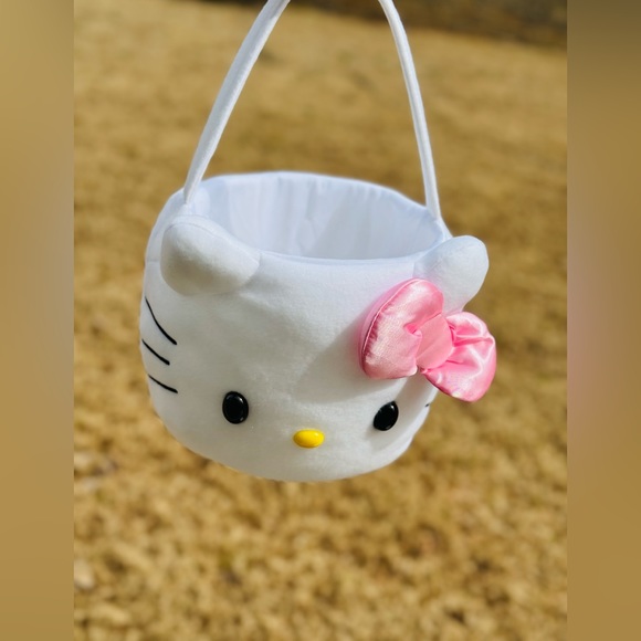Hello Kitty | Other | Hello Kitty Shape White Plush Easter Basket Pink ...